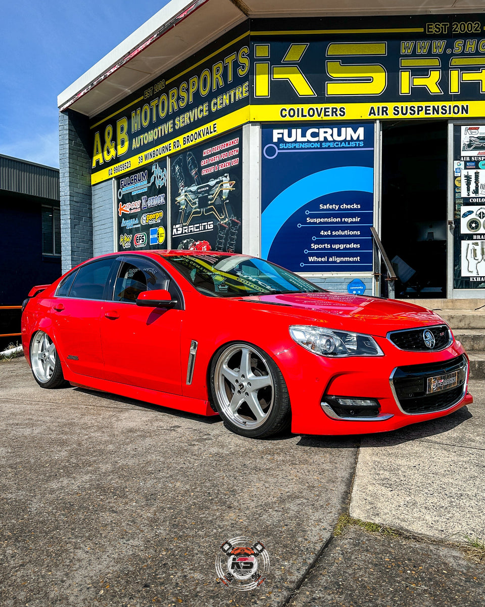 Red Holden VF Sedan Riding on Air Suspension - KS RACING Sydney