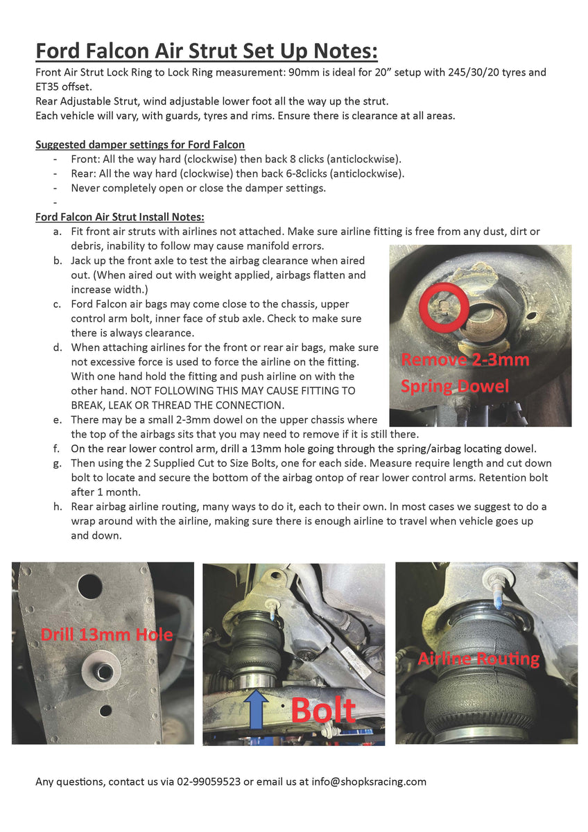FORD FALCON BA BF FG AIR SUSPENSION SETUP GUIDE – KS RACING