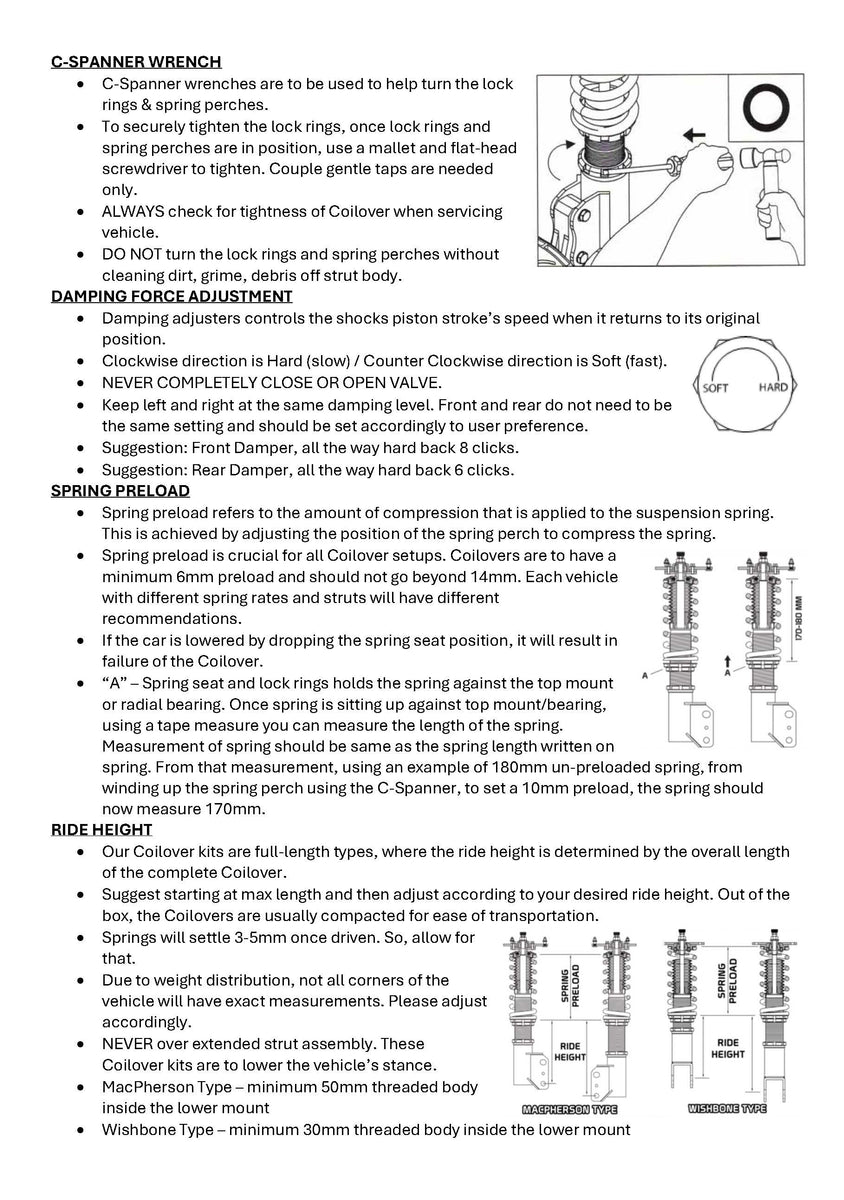 Coilover Adjustment Guide | KS RACING | K SPORT